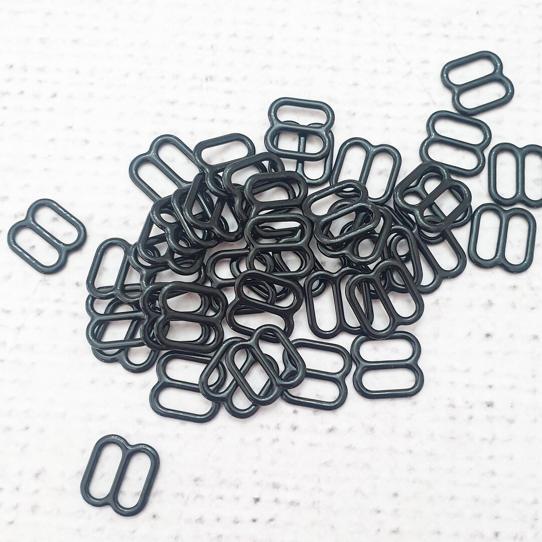8mm BLACK Mini Strap Slider, Coated Metal Slider, Tiny Bra Slider, Bra ...