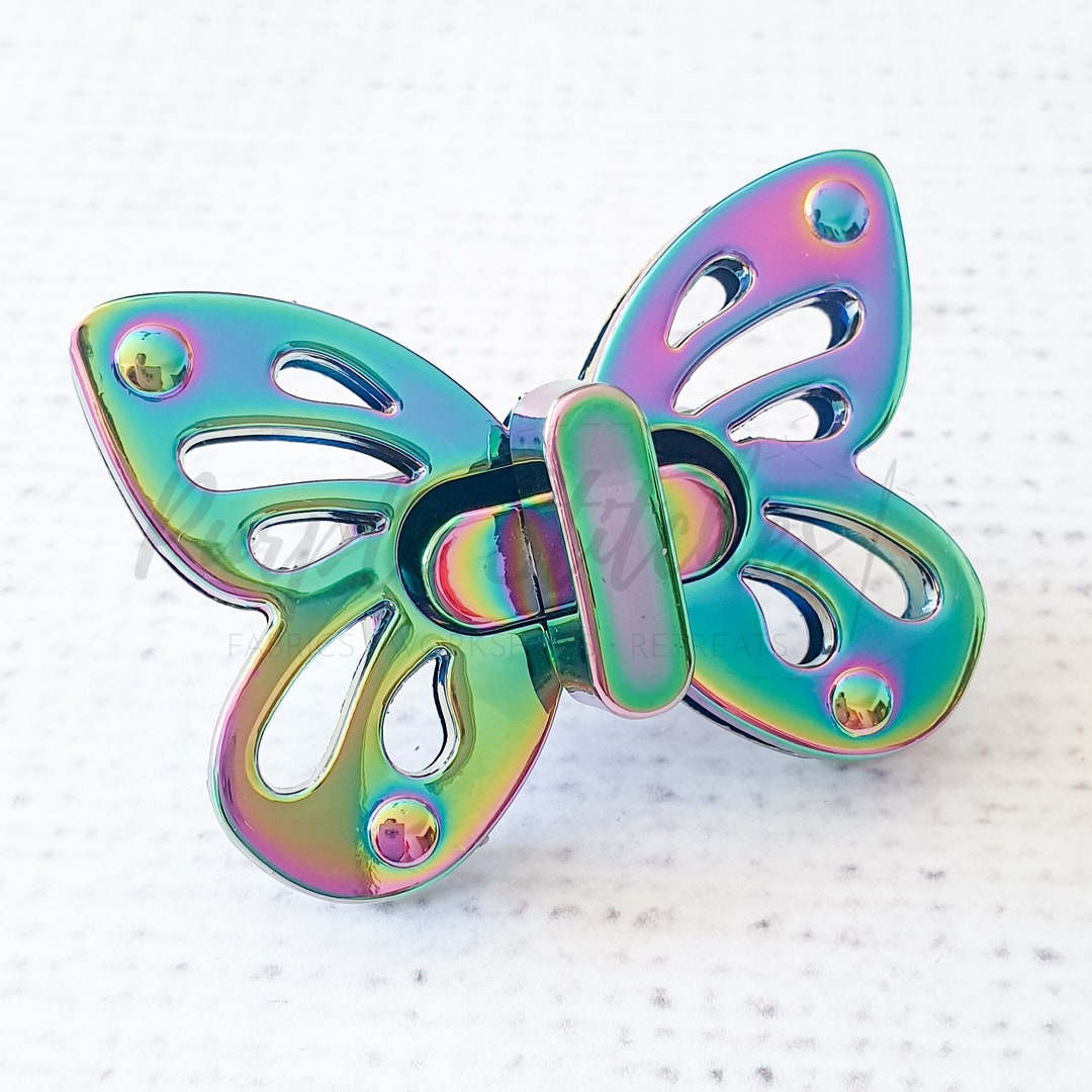 Butterfly Twist Lock, Iridescent Rainbow Lock for Purse Bag, Clutch ...
