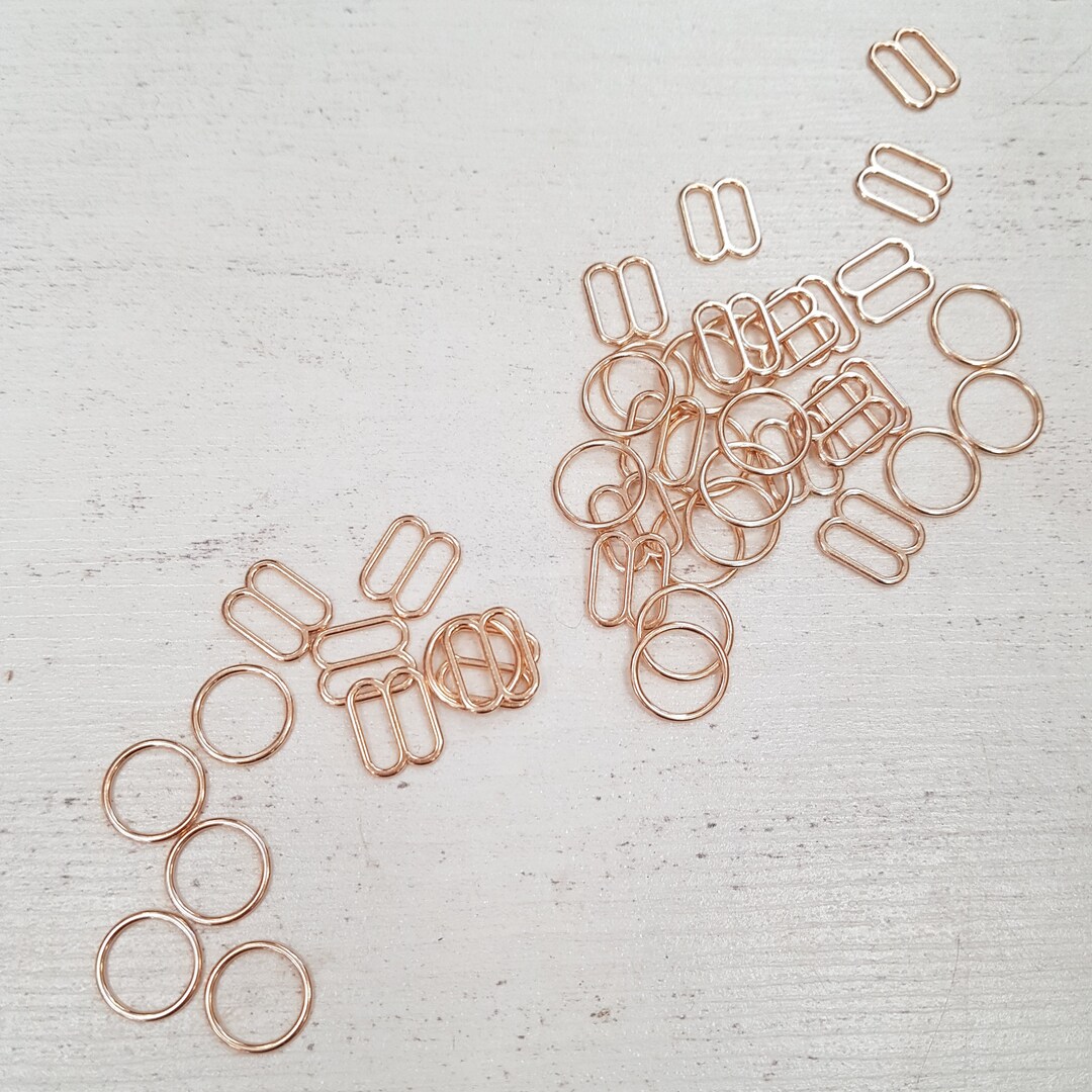 12mm LIGHT ROSE GOLD Colour Bra Rings Sliders 1/2" Inch Metal Alloy ...