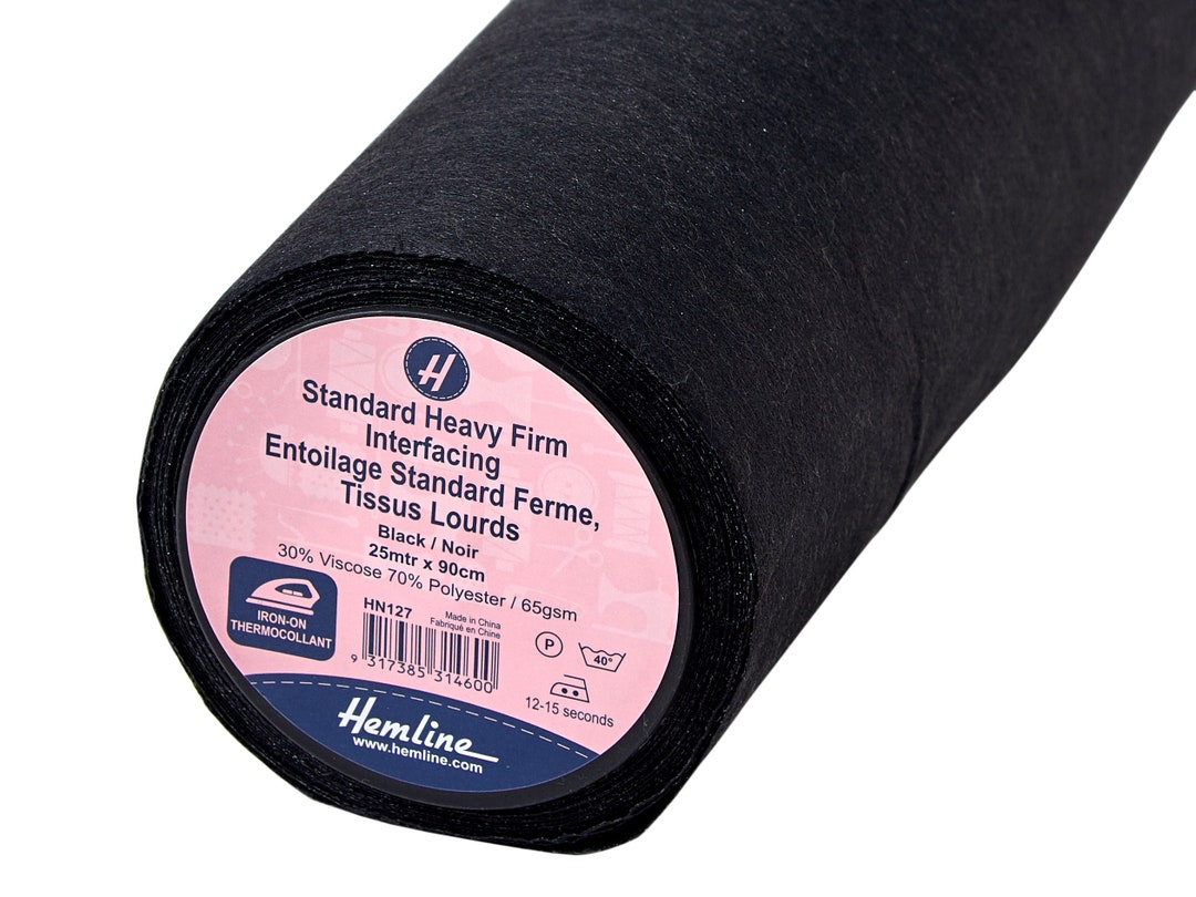 Standard Heavy Firm Iron-on Interfacing (HN127) - Black - Hemline, by ...