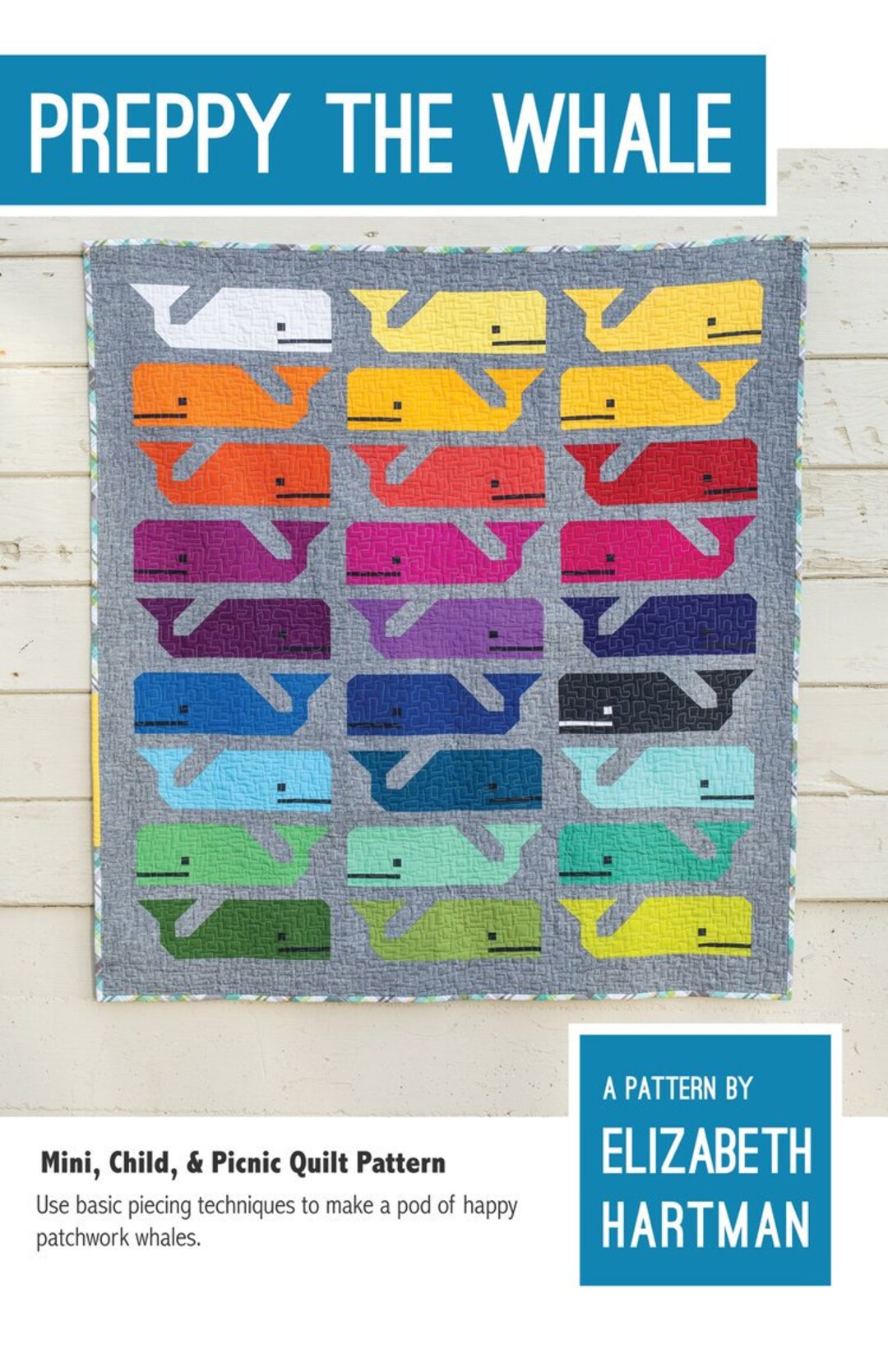 Preppy the Whale Printed Quilt Pattern by Elizabeth Hartman, Printed ...