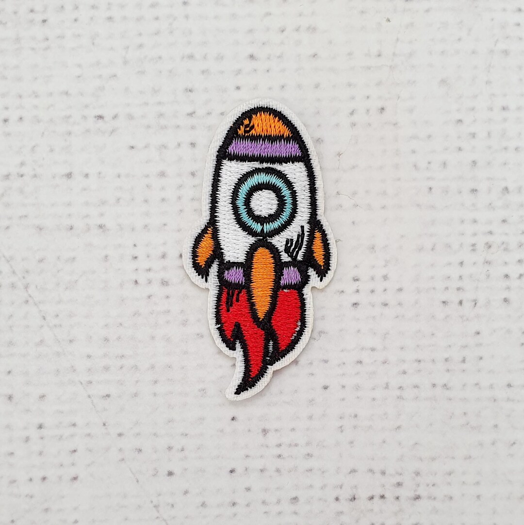 Rocket, Space Shuttle Iron on Patch, Space Theme Sew on Badge, Embroidered Applique Patch ...