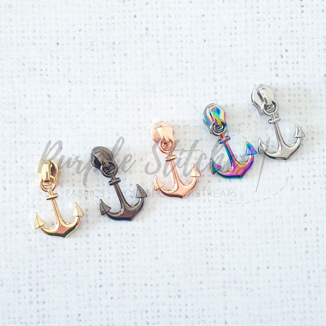 Metal Zip Slider With Metal Anchor Zipper Pull - #5 Zip Slider for Size ...
