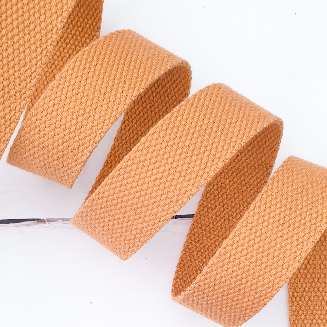 1 Inch / 25mm TAN Bag Webbing 2mm Thick Cotton Blend Bag Strap Heavy ...