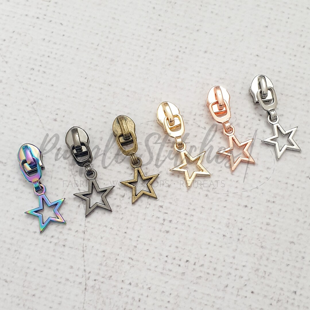 Metal Zip Slider With Metal Hollow Star Zipper Pull - #5 Zip Slider for ...
