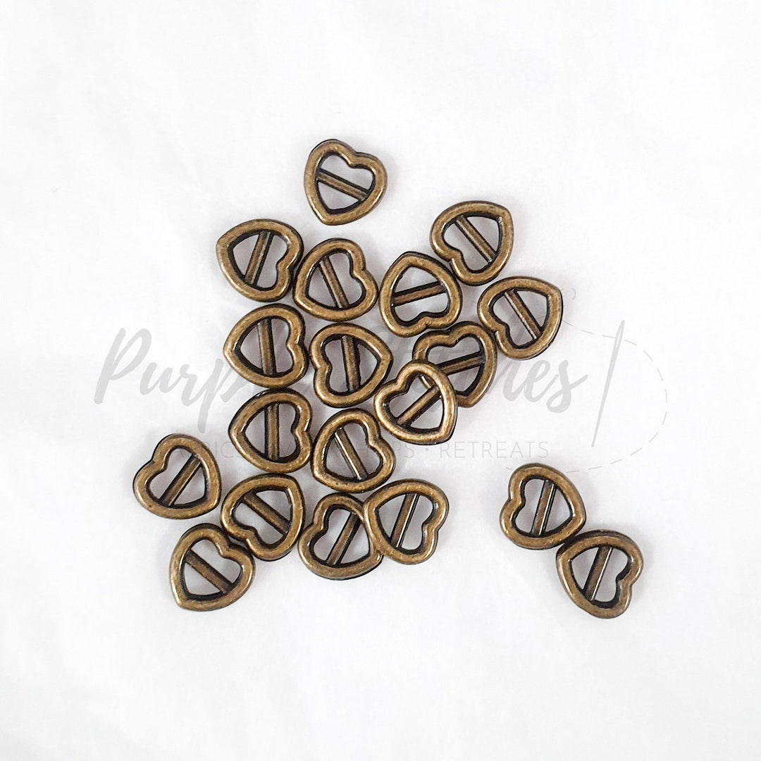 5mm BRONZE Colour Heart Mini Buckles Slider Doll Buckle Sewing Craft ...
