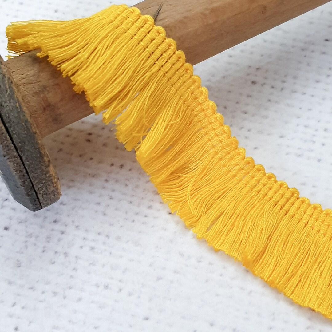 GOLDEN YELLOW Fringe Trim 2.5cm / 1'' Wide Viscose Silky Brush Fringe ...