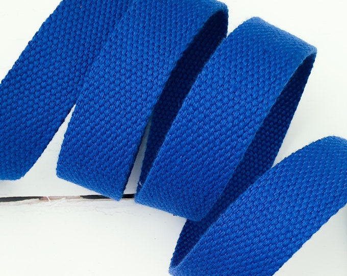 1 Inches / 25mm ROYAL BLUE Bag Webbing 2mm Thick Cotton Blend Bag Strap ...