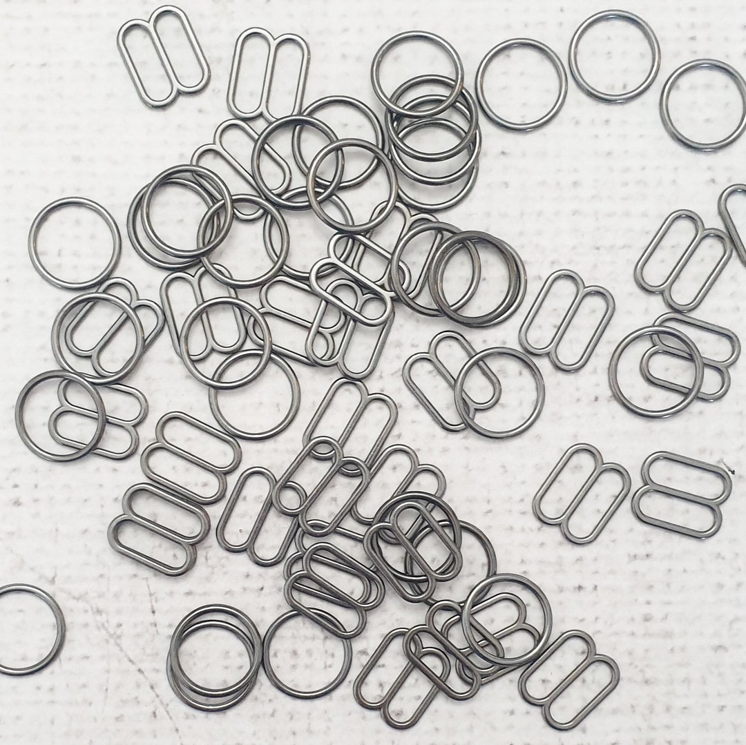 12mm GUNMETAL Colour Bra Rings Sliders 1/2" Inch Metal Alloy Rings ...