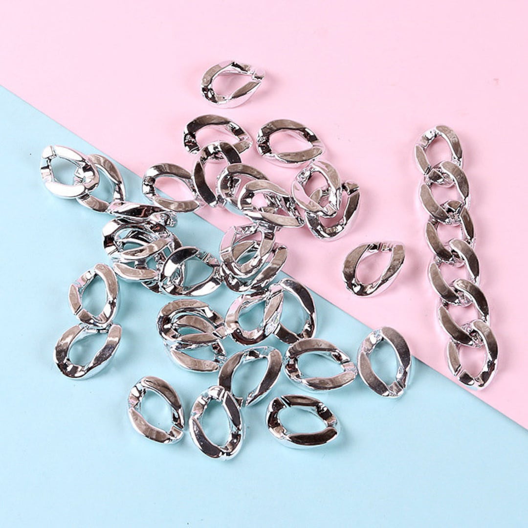SILVER Colour Plastic Chain Links 16x22mm,open Twist Bag Chain, Kawaii ...