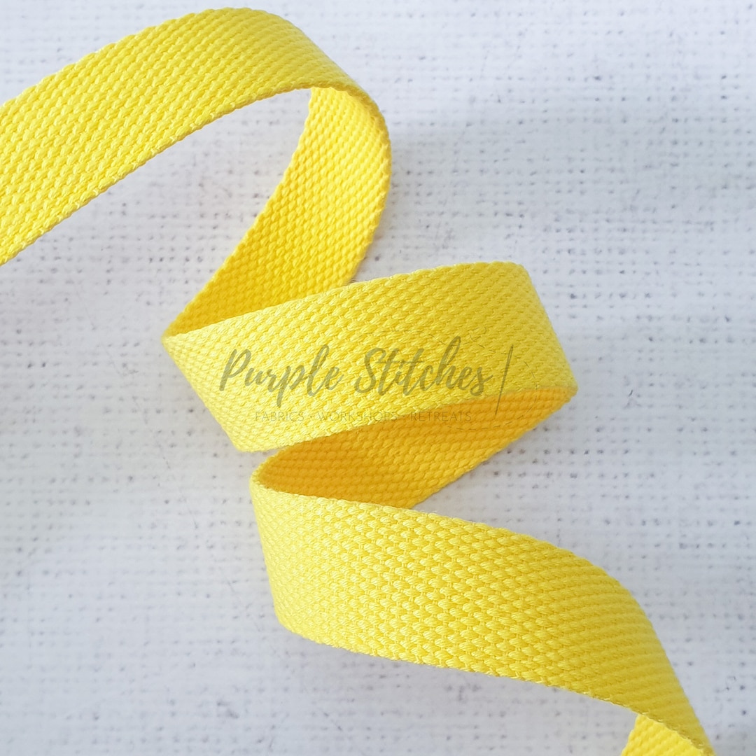 1 Inch / 25mm YELLOW Bag Webbing 2mm Thick Cotton Blend Bag Strap Heavy ...