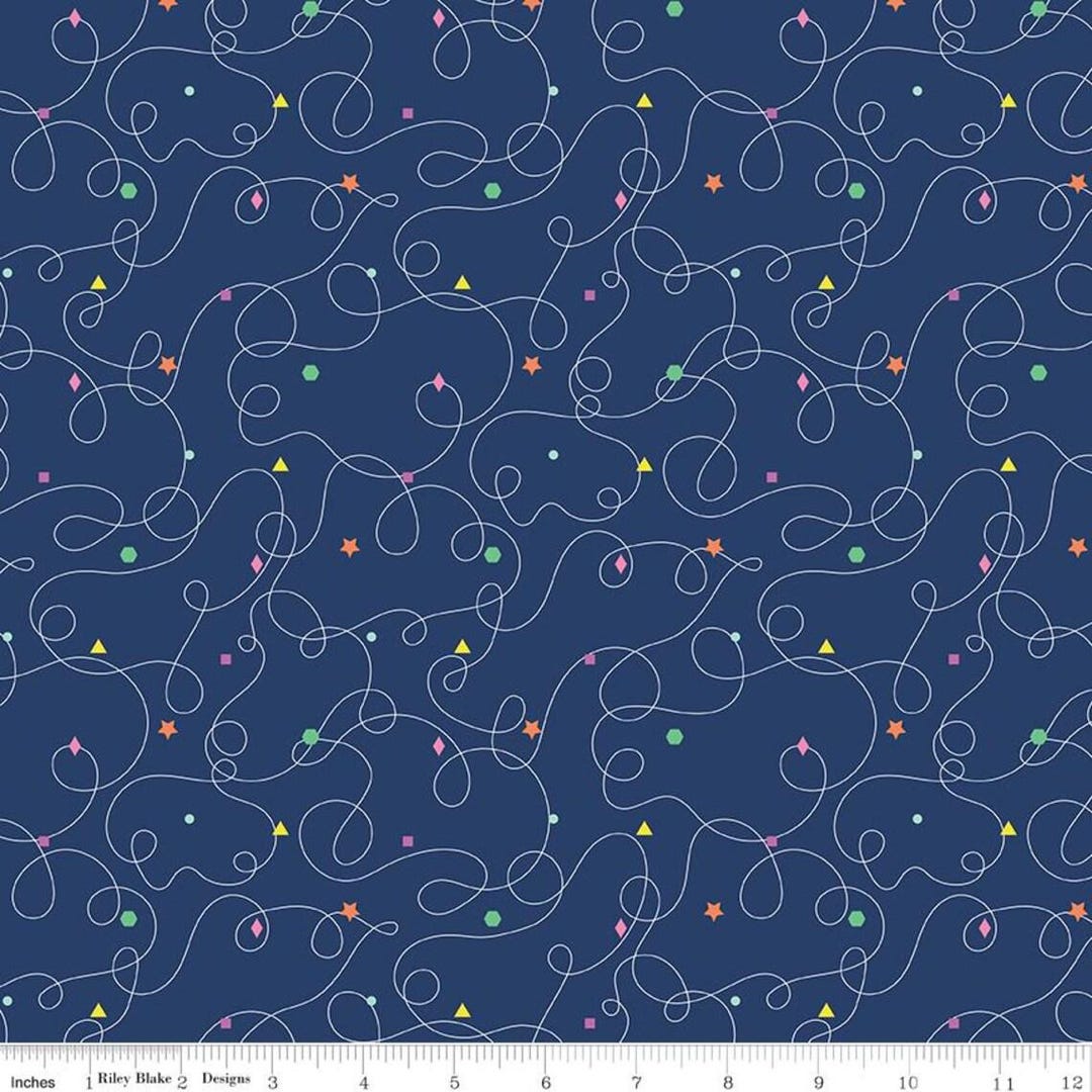 Squiggles Navy | Effervescence | Riley Blake Designs | 100% Cotton ...