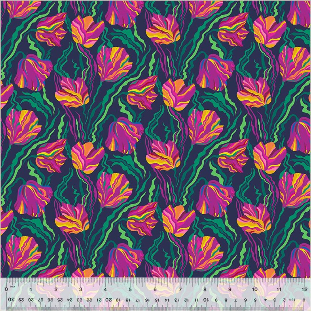 Tulip Indigo - Botanica - Sally Kelly - Windham Fabrics 100% Cotton ...