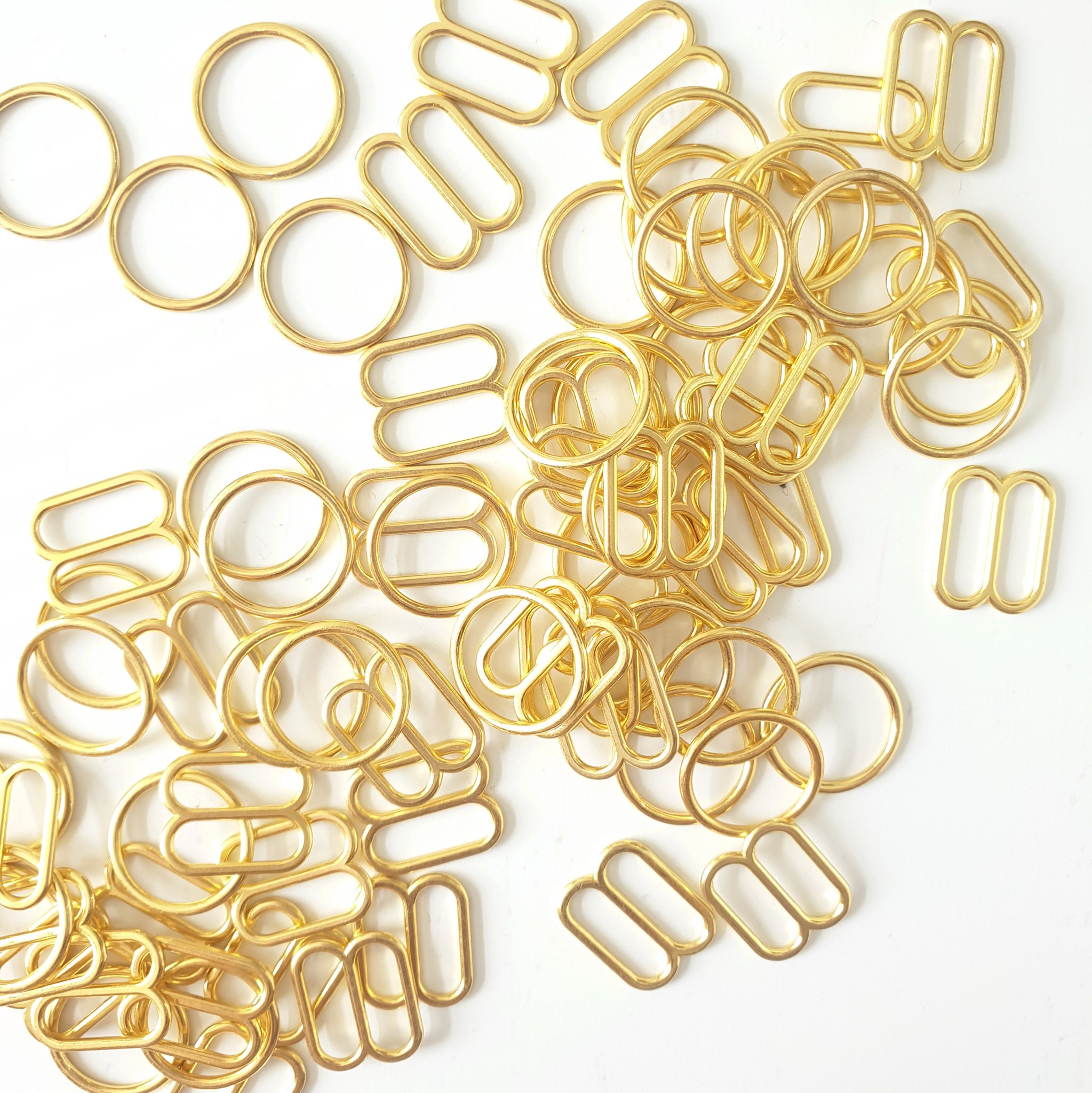 12mm GOLD Colour Bra Rings and Sliders - 1/2 Inch Metal Alloy Rings ...