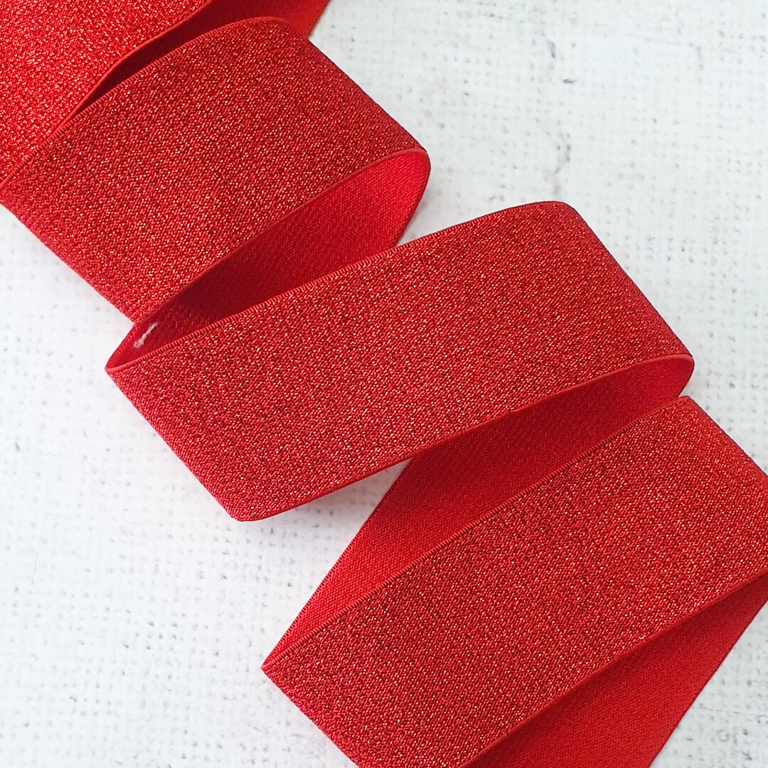 1.5 Inches / 38mm METALLIC RED Elastic Band Waist Band Elastics , Soft ...