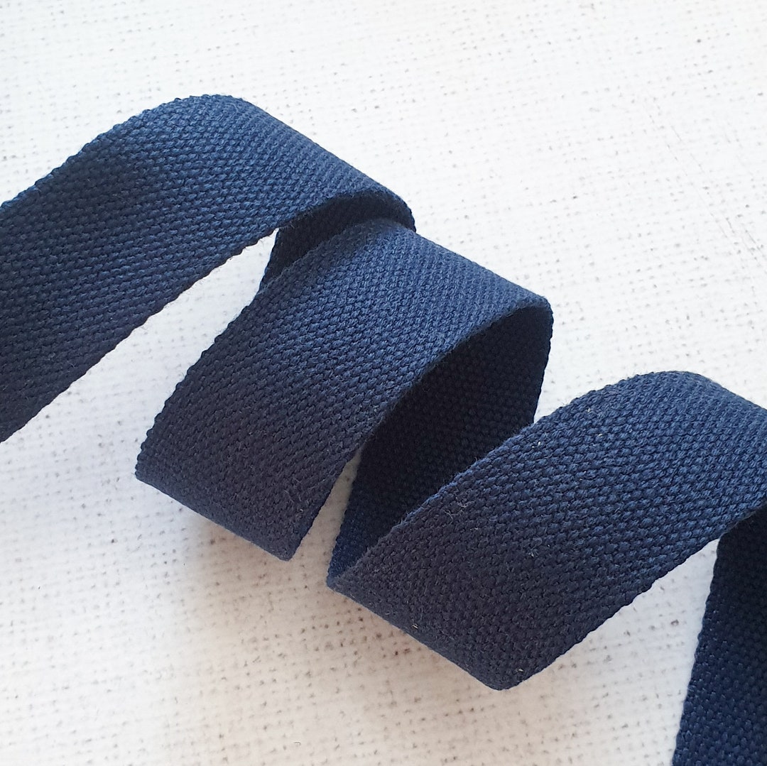 1.5 Inches / 38mm MIDNIGHT BLUE Bag Webbing 2mm Thick Cotton Blend Bag ...