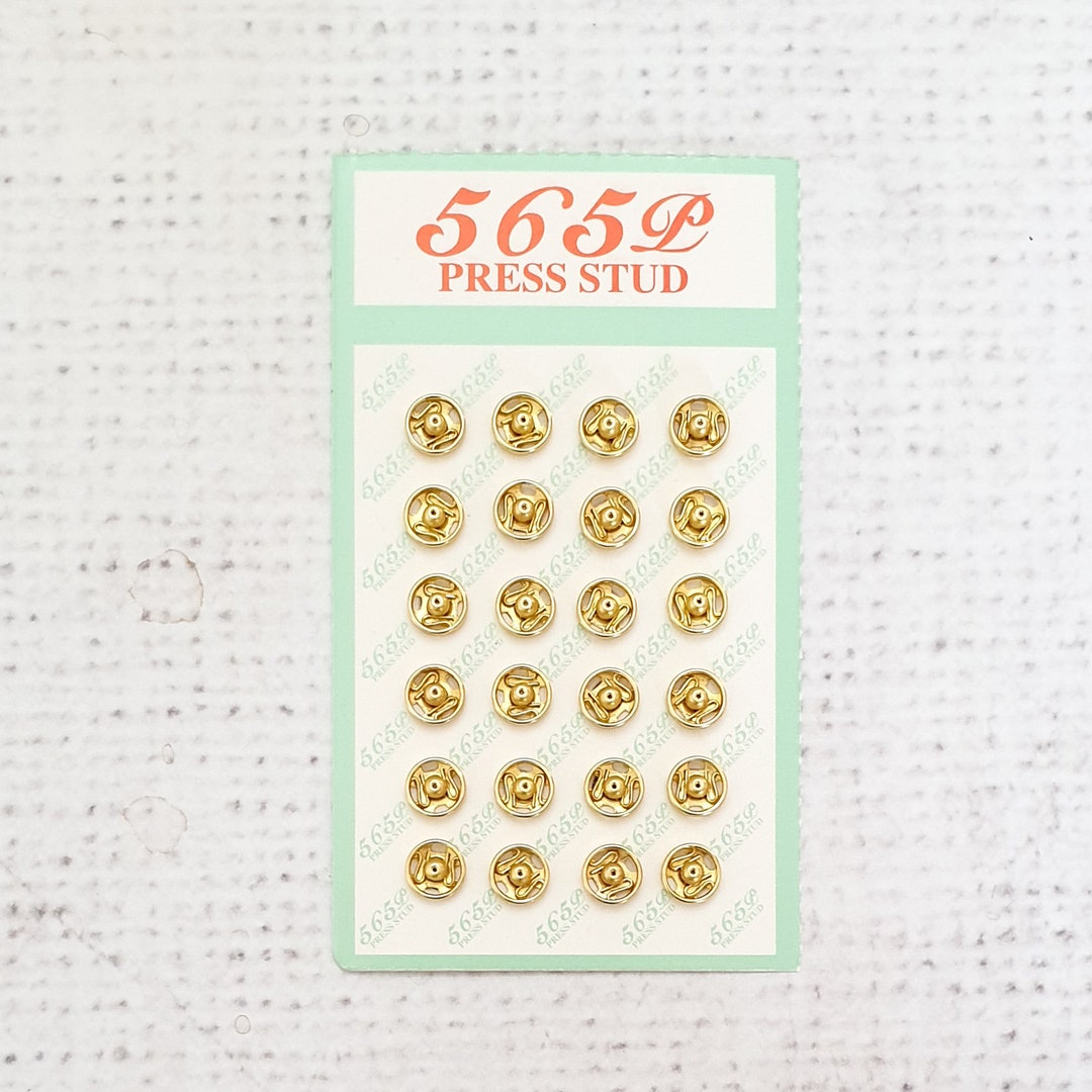 6mm Snap Closures 24 Pcs GOLD Colour Metal Snap Fastener Tiny Buttons ...