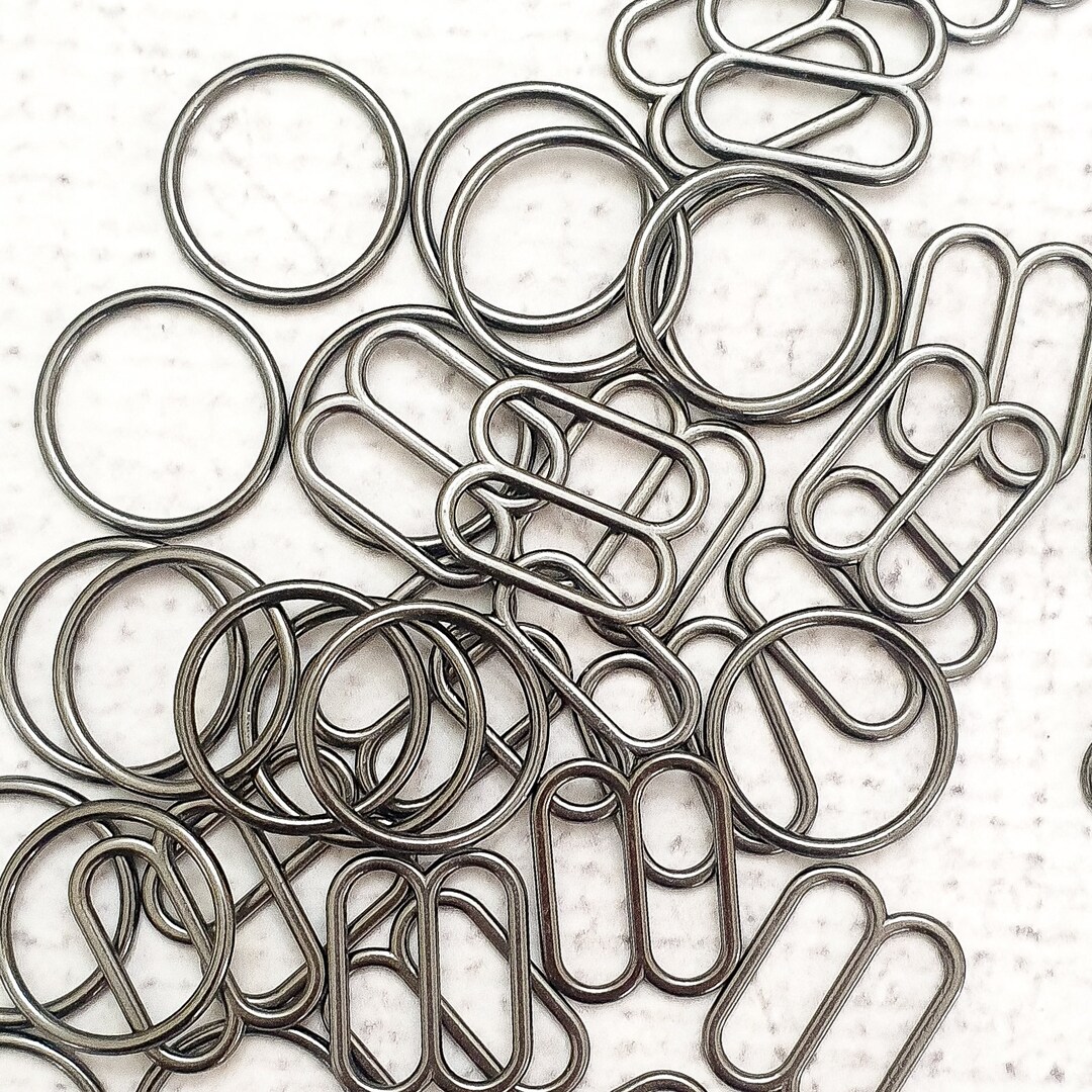 15mm GUNMETAL Colour Bra Rings Sliders 5/8" Inch Metal Alloy Rings ...
