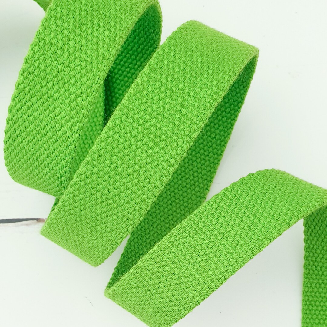 1 Inch / 25mm GREEN Bag Webbing 2mm Thick Cotton Blend Bag Strap Heavy ...
