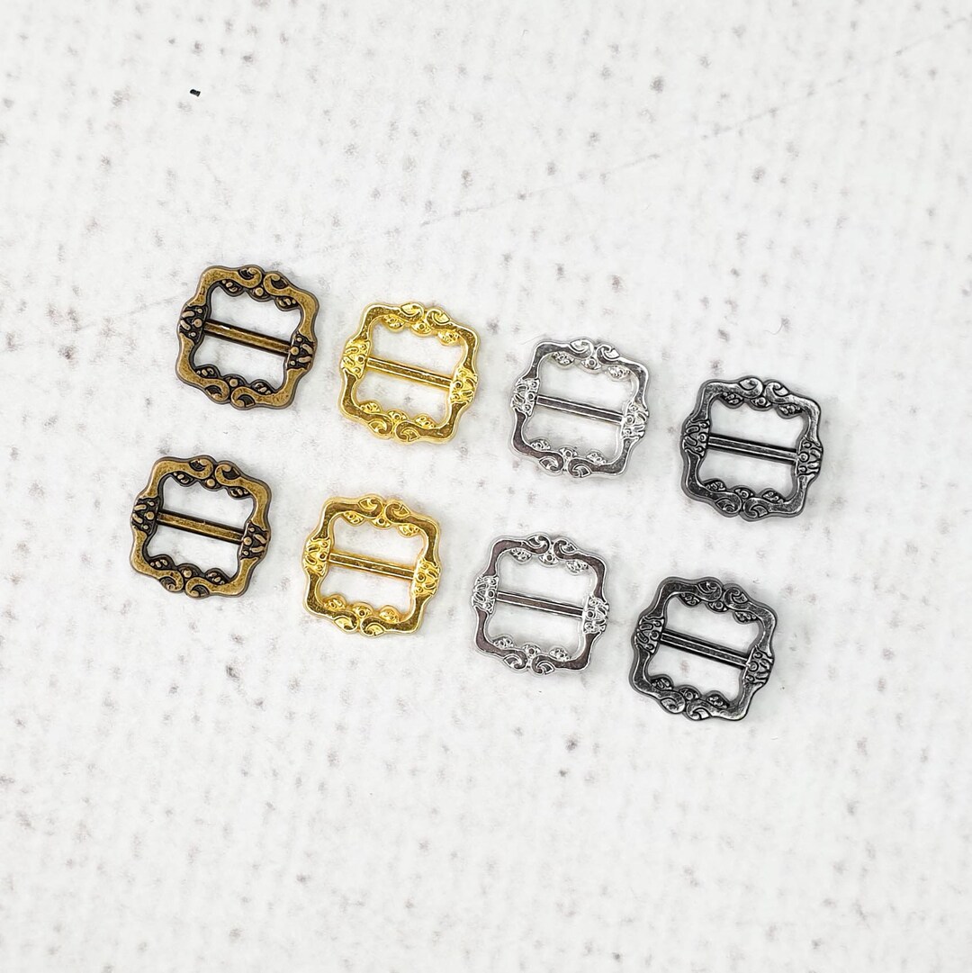 12mm (7mm Internal) Mini Buckles ANTIQUE Style Slider Doll Buckle Gold ...