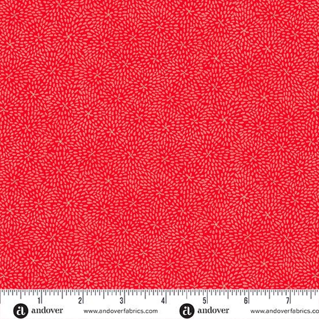 Kiku Red - Kasumi - Linen Texture Makower Fabrics Texture Blender Fabric Fat Quarters 100% ...