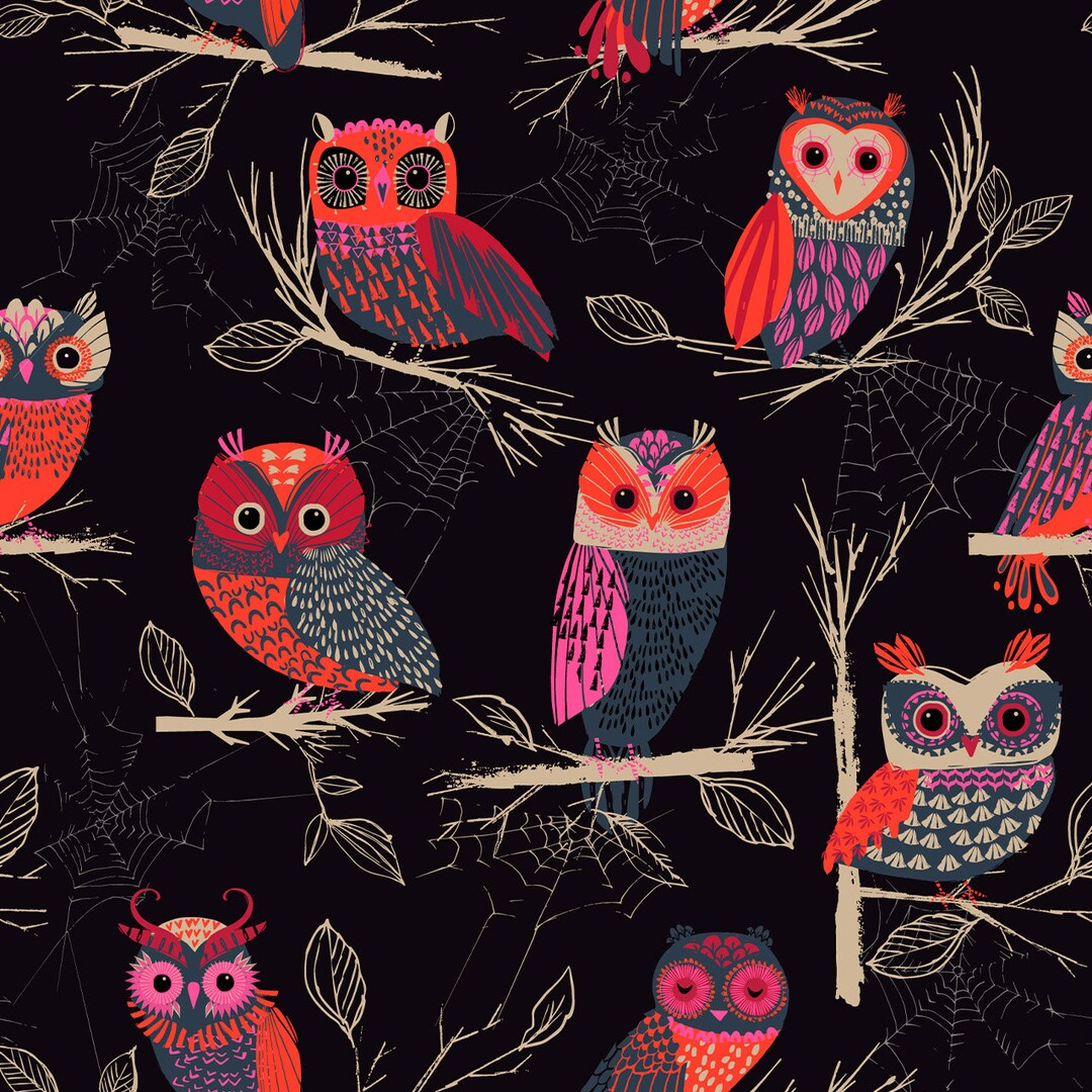 Owls Forest Whispers Helen Black Dashwood Studio Fat Quarters 100% ...