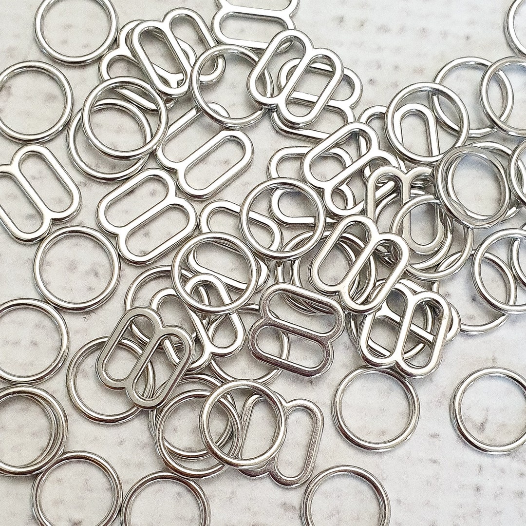 8mm SILVER Colour Bra Rings and Sliders - 8mm, 5/16" Metal Alloy Rings ...