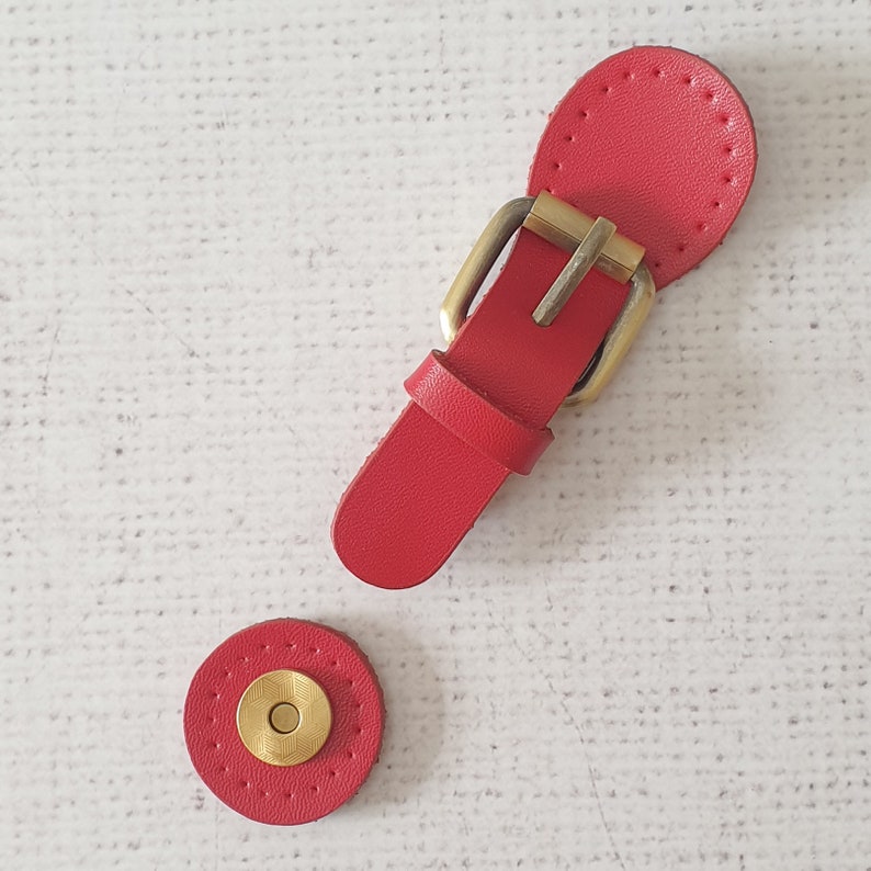 ONE Genuine Real Leather Buckles With Magnetic Snap, Handbag Leather ...