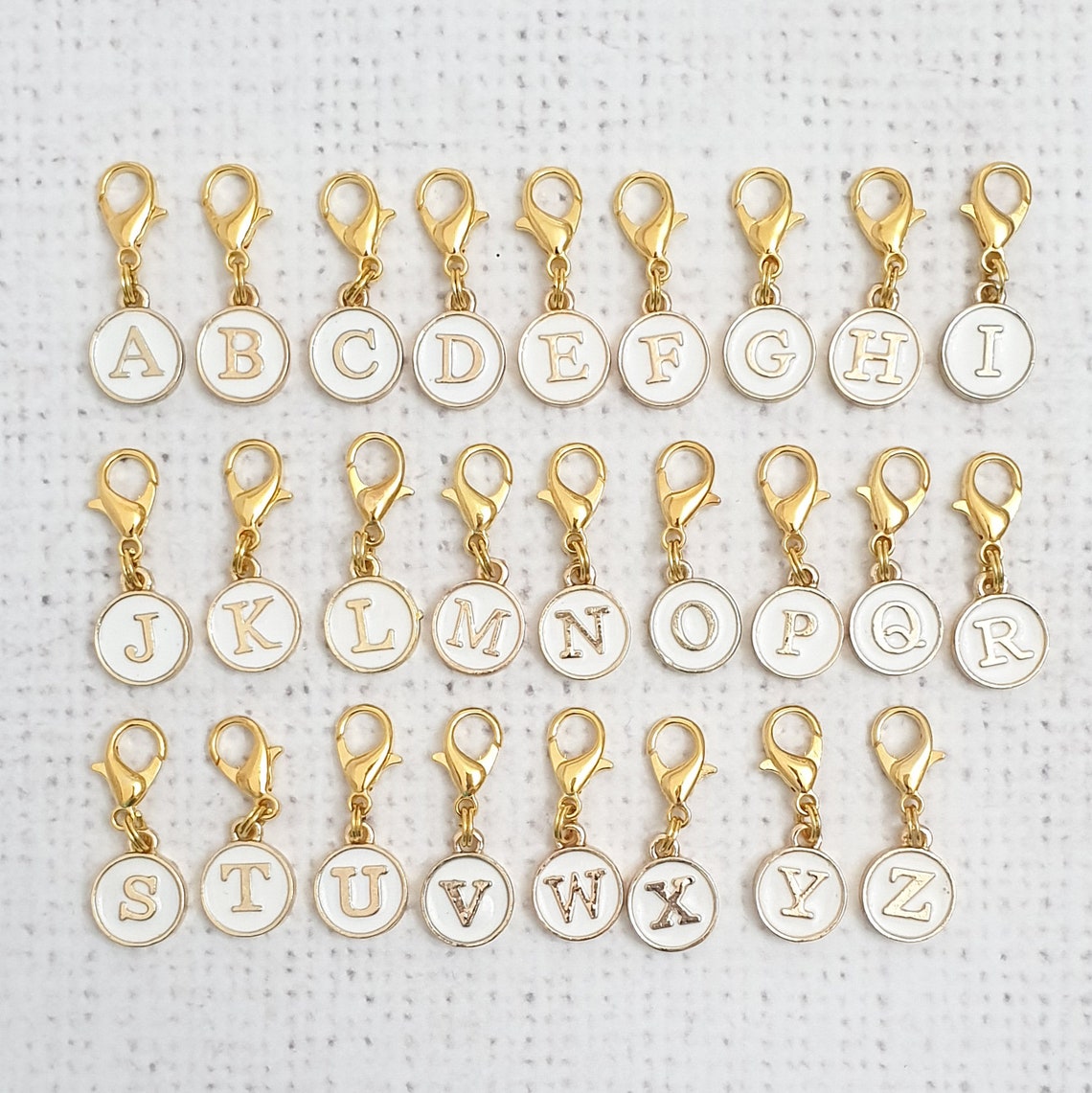WHITE Alphabet Zipper Charm Initials Charm Stitch Marker - Etsy