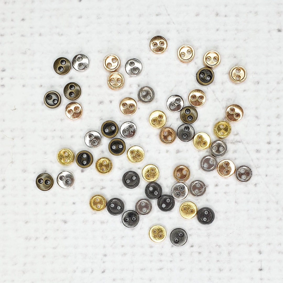 5mm Mini ROUND 2 Holes Metal Buttons, Metal Tiny Button 5 Mm Sewing ...