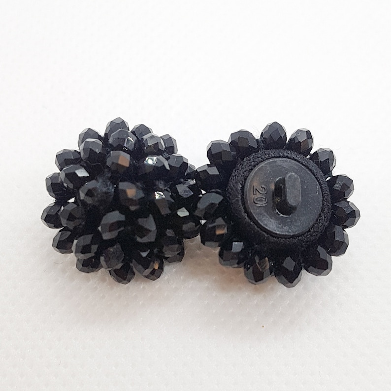 Black Bead Cluster shank button 20mm beaded embellishment | Etsy