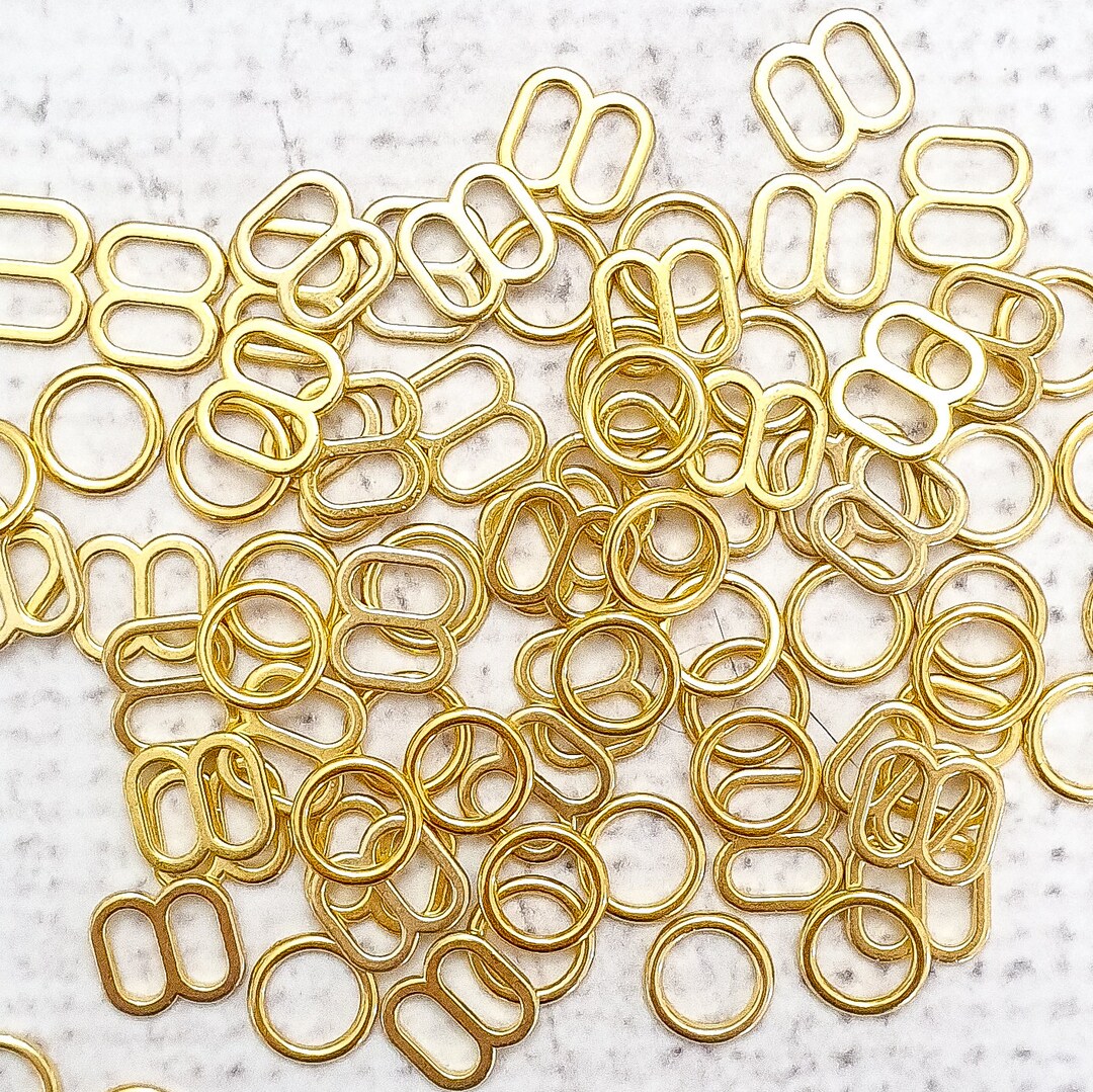 6mm GOLD Colour Bra Rings and Sliders - 1/4 Inch Metal Alloy Rings and ...