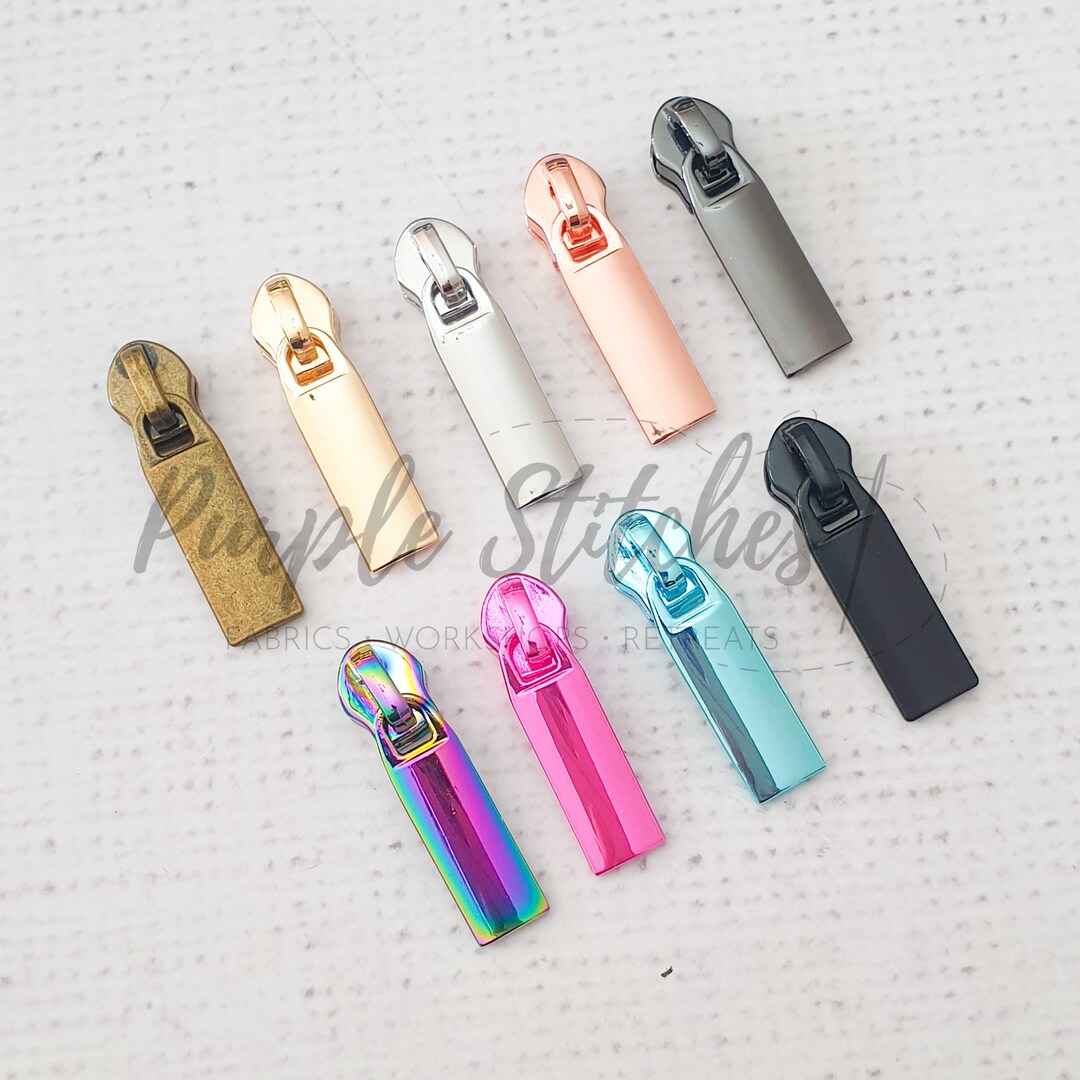 Metal Zip Slider With Rectangular Zipper Pull - #5 Zip Slider for Size ...
