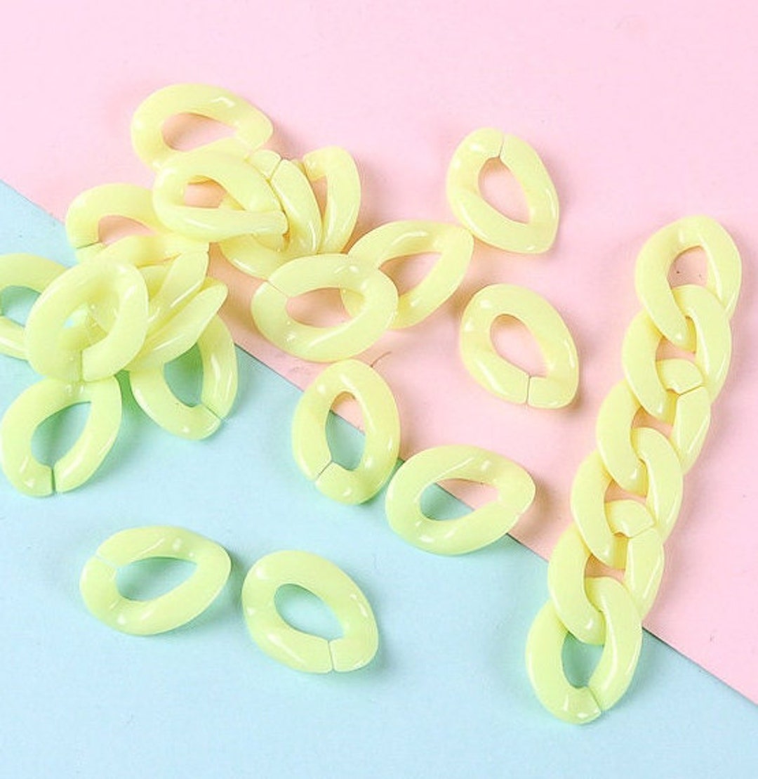 YELLOW Colour Plastic Chain Links 16x22mm,open Twist Bag Chain, Kawaii ...