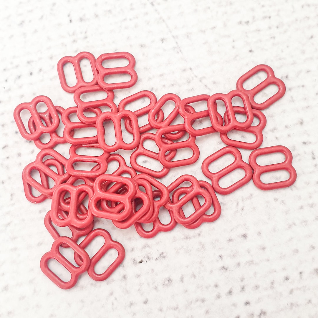 6mm RED Mini Strap Slider, Coated Metal Slider, Tiny Bra Slider, Bra ...