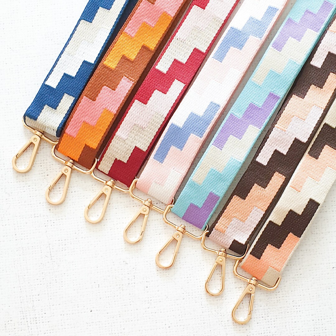 Geometric Woven Adjustable Bag Straps With Gold Colour Hardware 75cm ...
