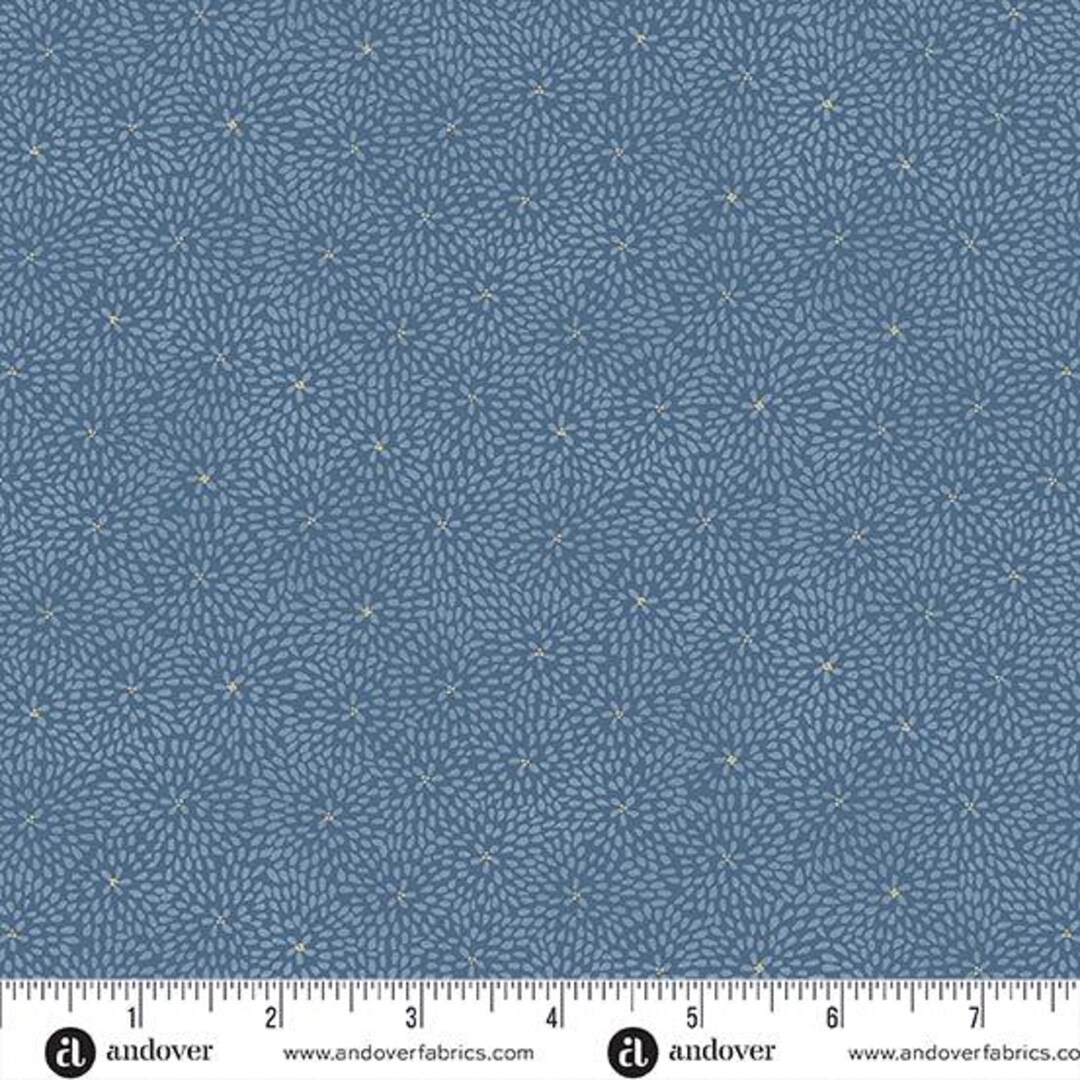 Kiku Blue - Kasumi - Linen Texture Makower Fabrics Texture Blender Fabric Fat Quarters 100% ...