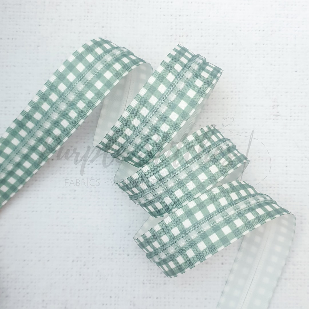 SAGE Green Gingham Zipper Tape With Gingham Coil Teeth - #5 Zip by the ...