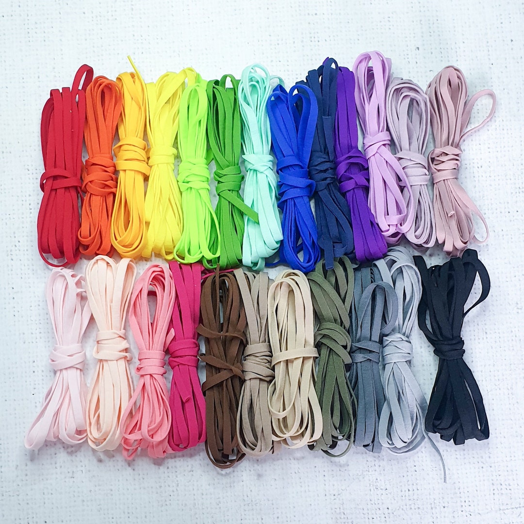 5mm / 1/8" Flat Soft Tubular Elastic Cord, Ear Loop Elastic Band for ...