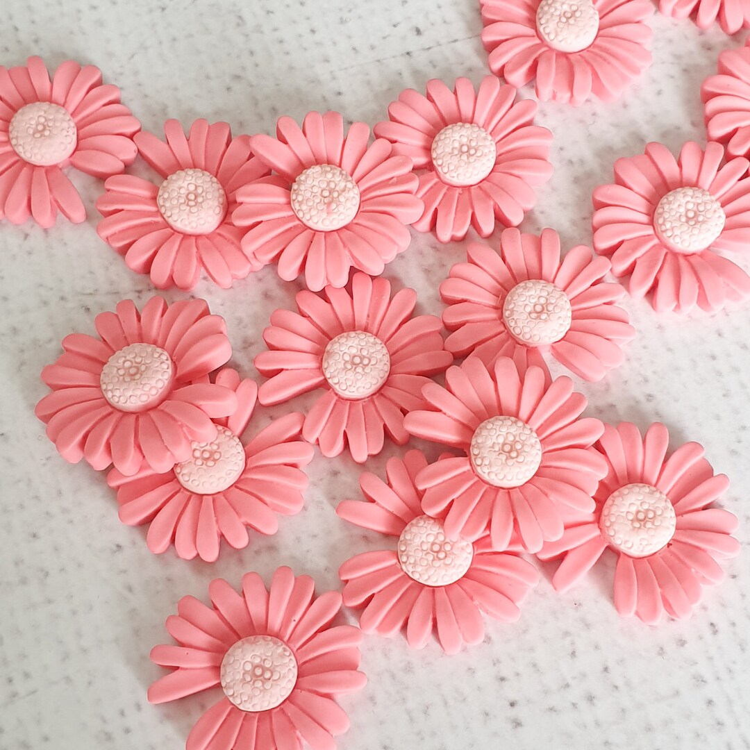 PINK Daisy Flatback Flower Daisy Resin Cabochon Embellishment Decoden ...
