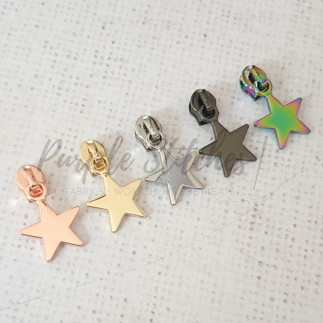 Metal Zip Slider With Metal Star Zipper Pull - #5 Zip Slider for Size 5 ...
