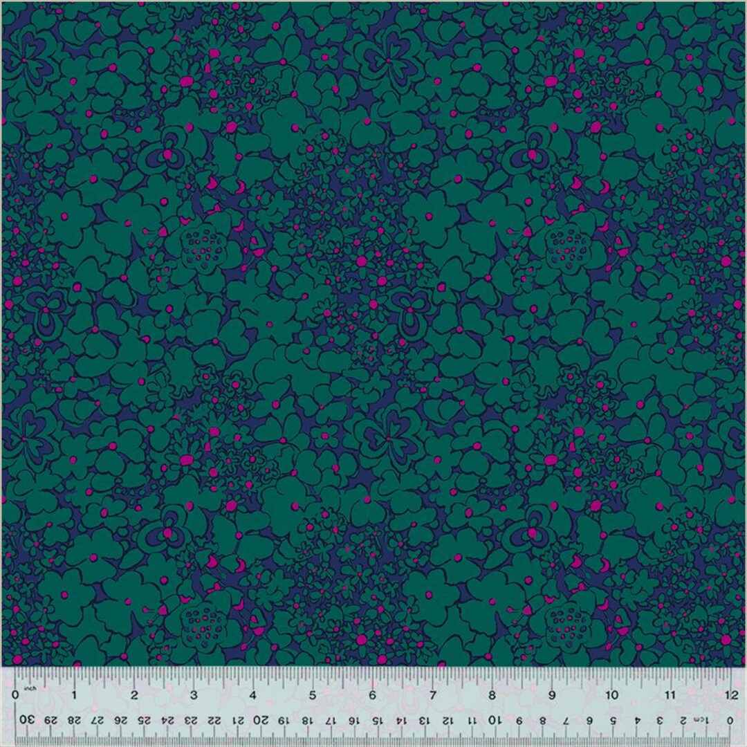 Periwinkle Teal - Botanica - Sally Kelly - Windham Fabrics 100% Cotton ...