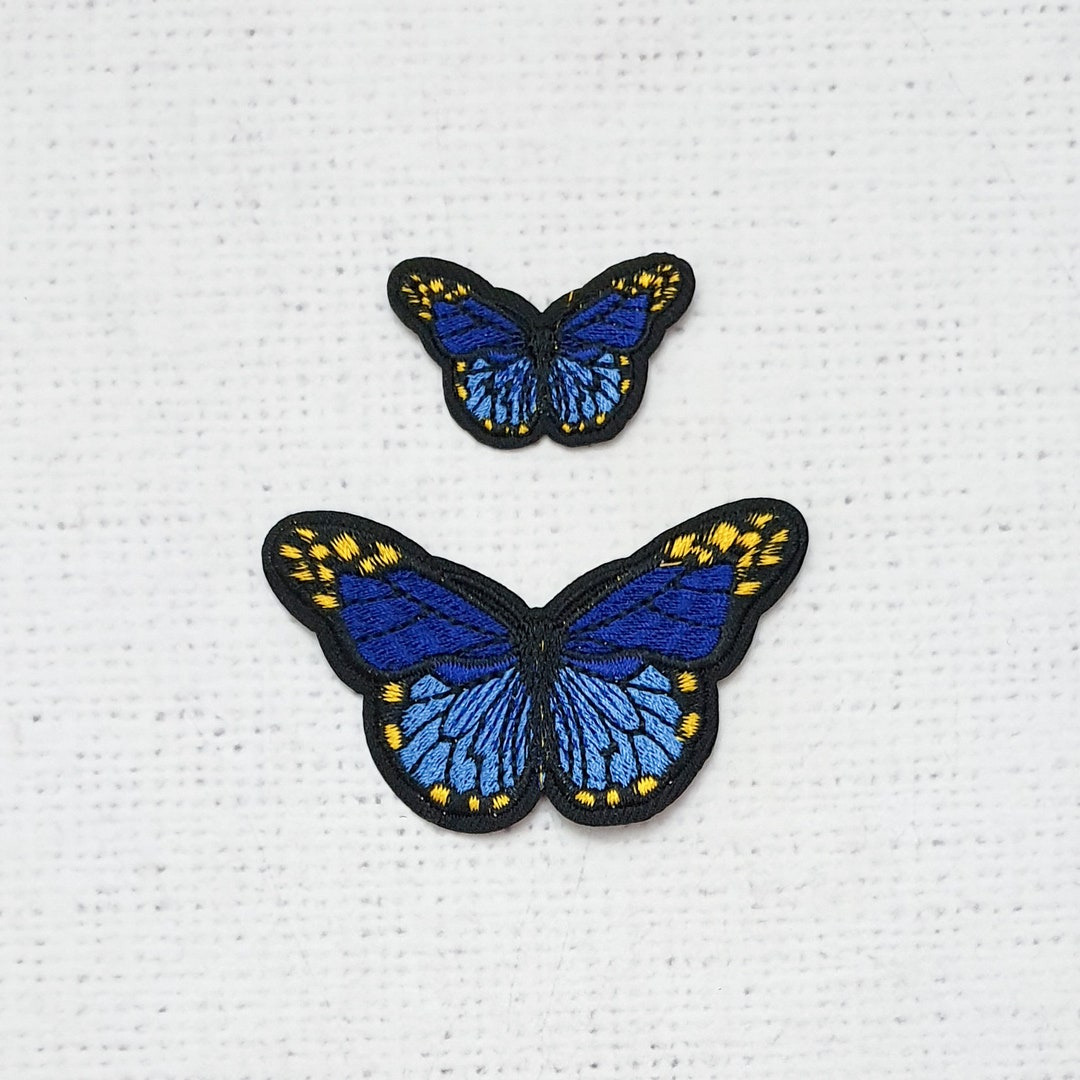 ROYAL BLUE Butterfly Iron on Patch, 2 Sizes Options, Iron on Badge ...