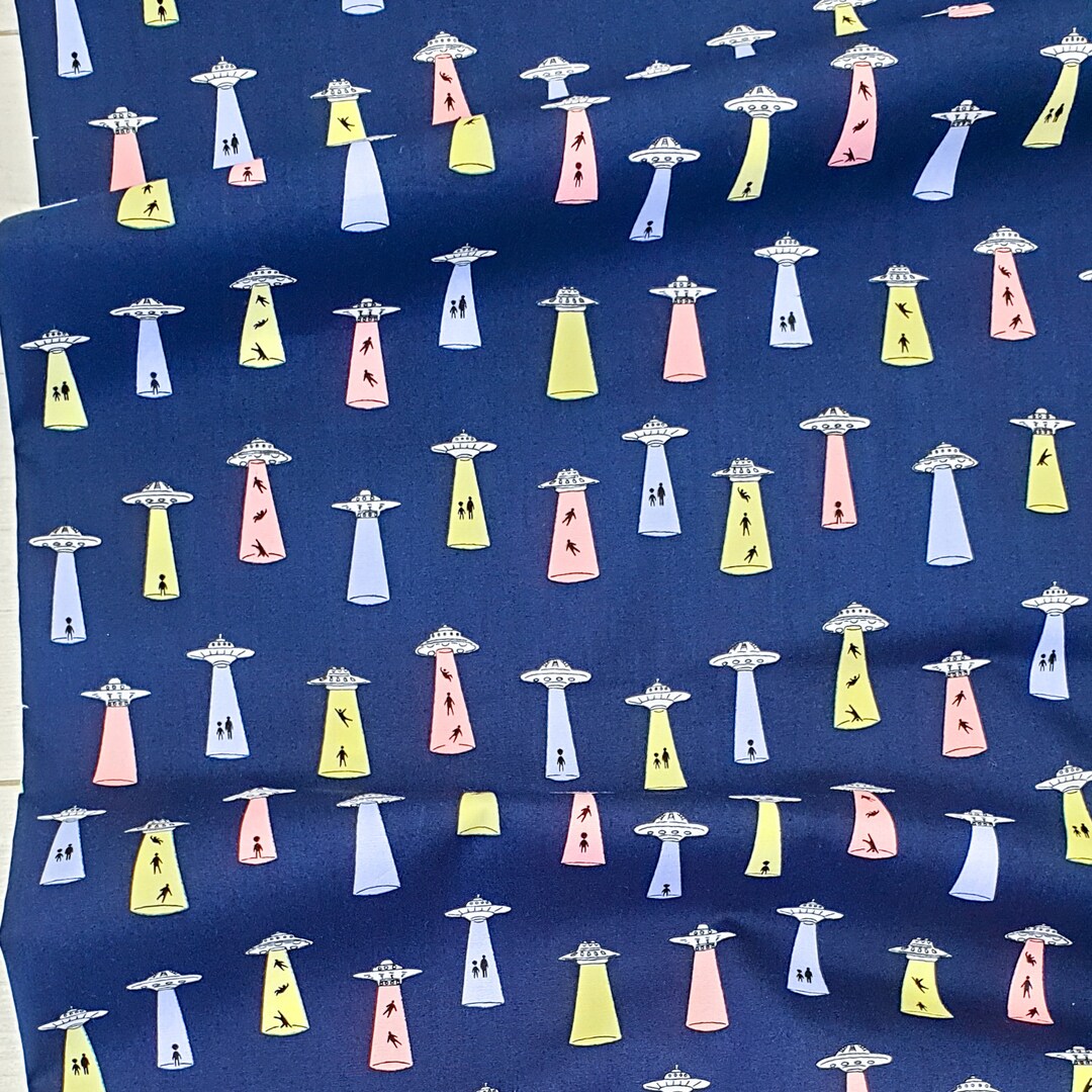 Space Invader, Sevenberry Fabrics, Japanese Fabric, UFO, Spaceship ...