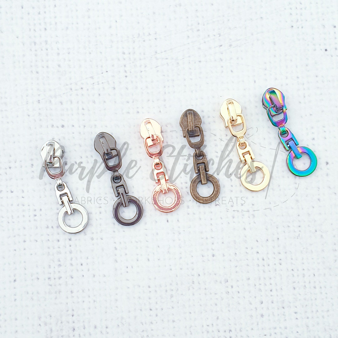 Metal Zip Slider With Metal Hollow Circle Zipper Pull - #5 Zip Slider ...