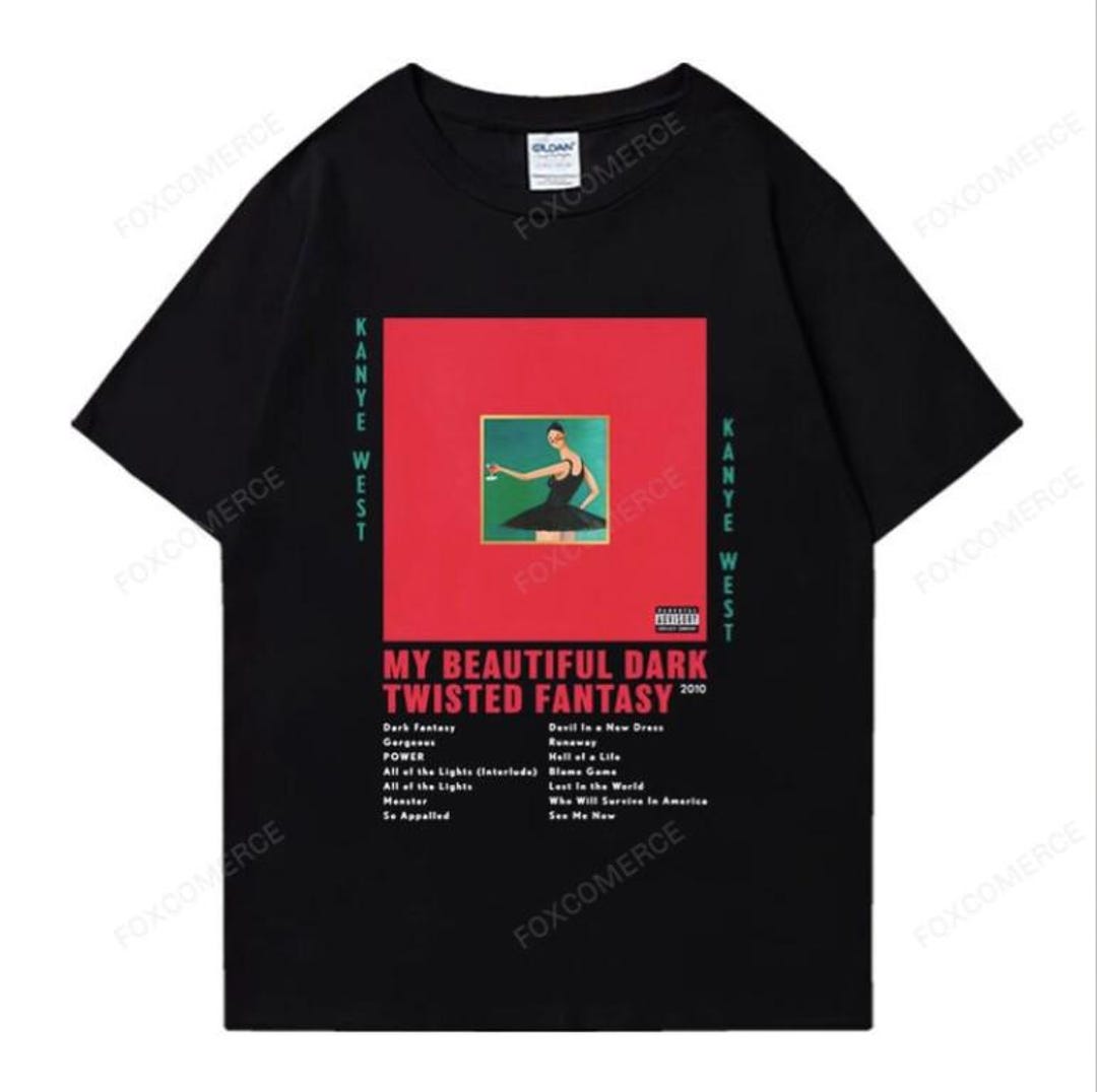 Kanye West My Beautiful Dark Twisted Fantasy T-shirt, Rapper Merch Tee ...