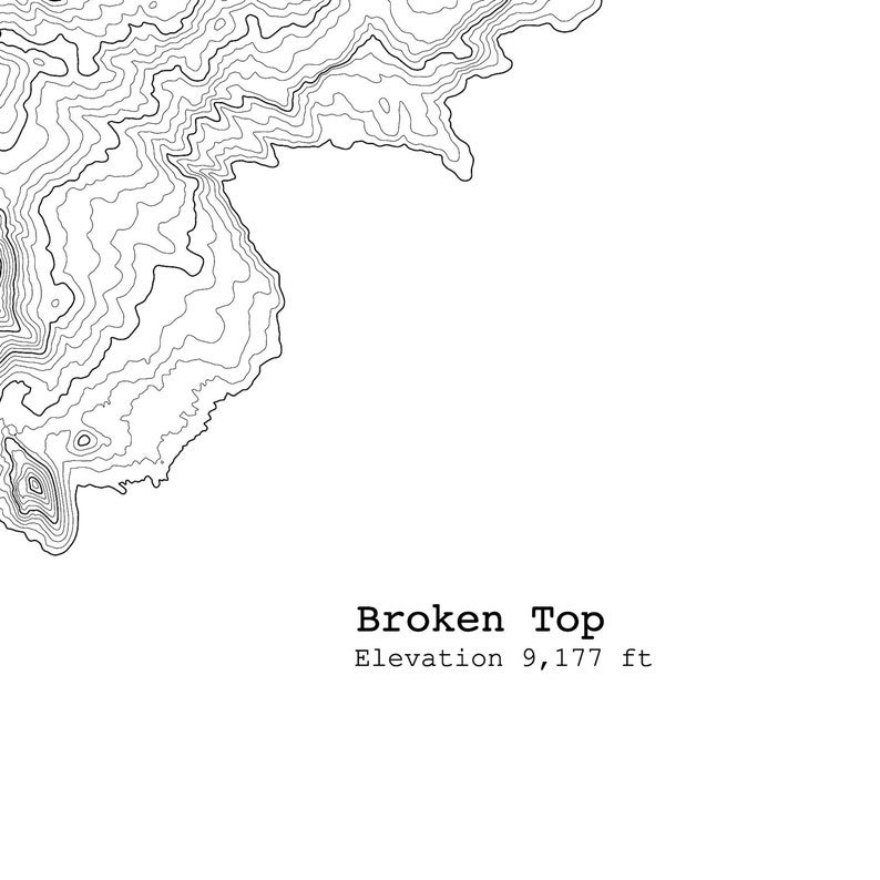Broken Top Oregon Art Print Topographic Map - Etsy