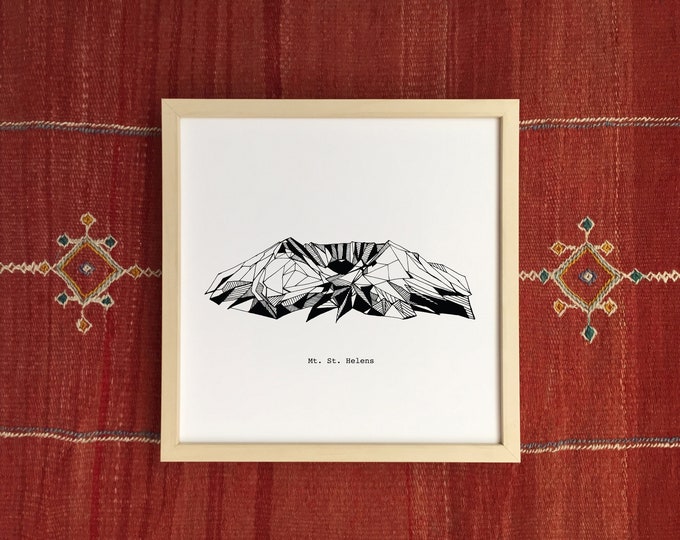 Mt. St. Helens Washington Polygonal Drawing Art Print - Etsy