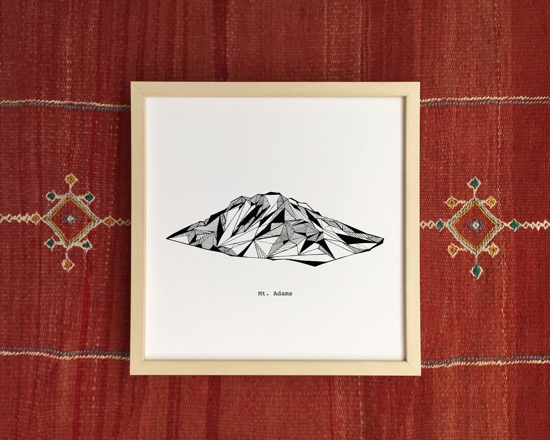 Mount Adams Washington Polygonal Mountain Drawing Art Print - Etsy