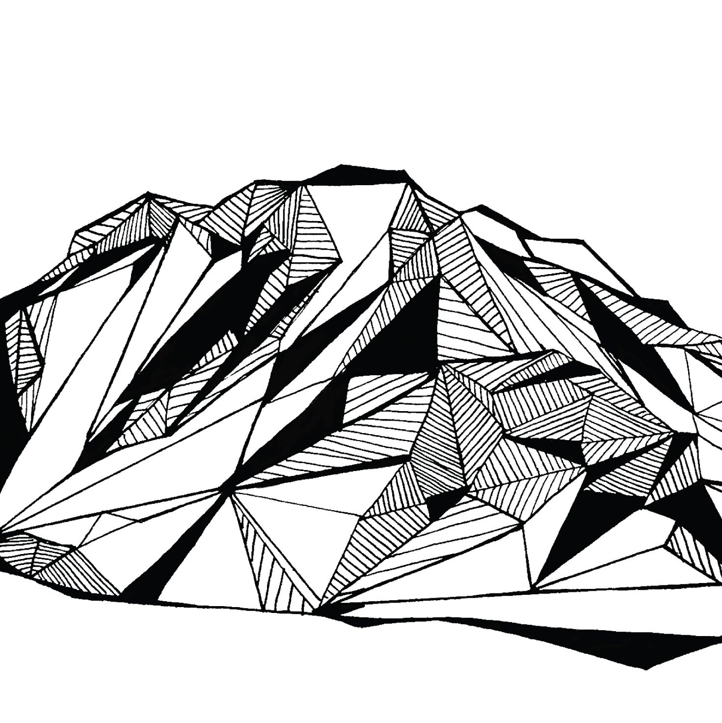 Mount Adams Washington Polygonal Mountain Drawing Art Print | Etsy
